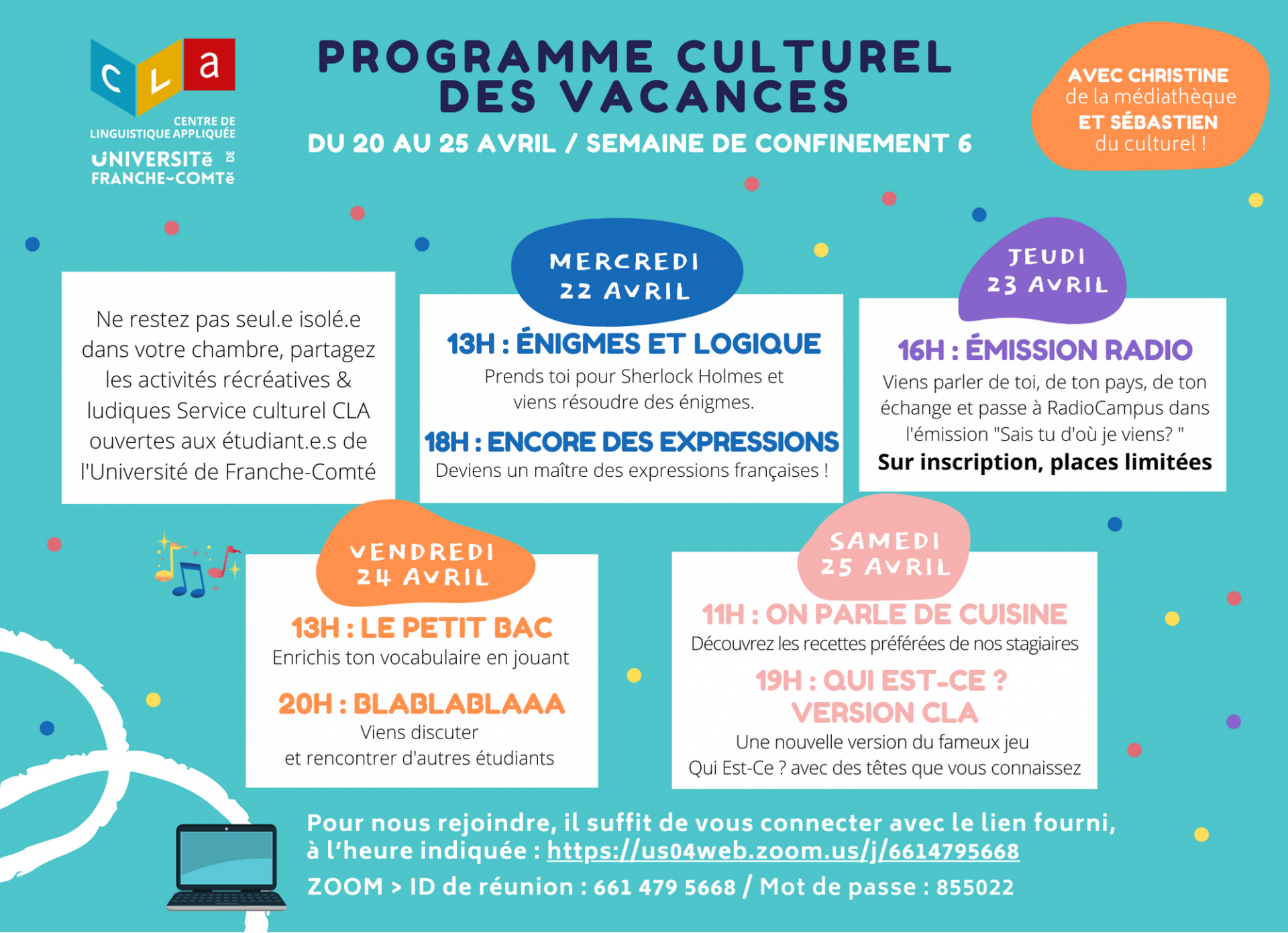 Animations pour des vacances confinées ! | L'ACTU de l'Université de Franche-Comté